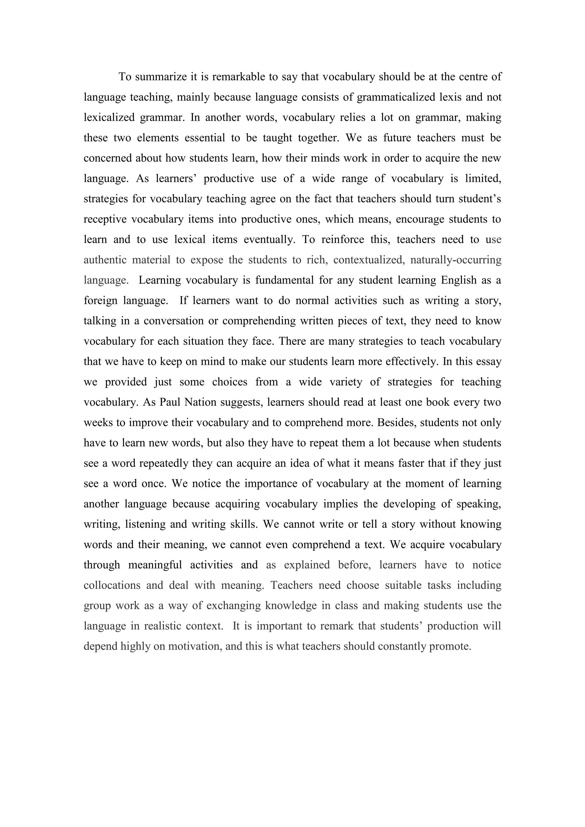 Teaching vocabulary | DOCX