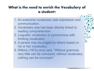 Teaching Vocabulary | PPTX | Homework and Study | Education