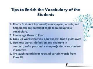 Teaching Vocabulary | PPTX | Homework and Study | Education