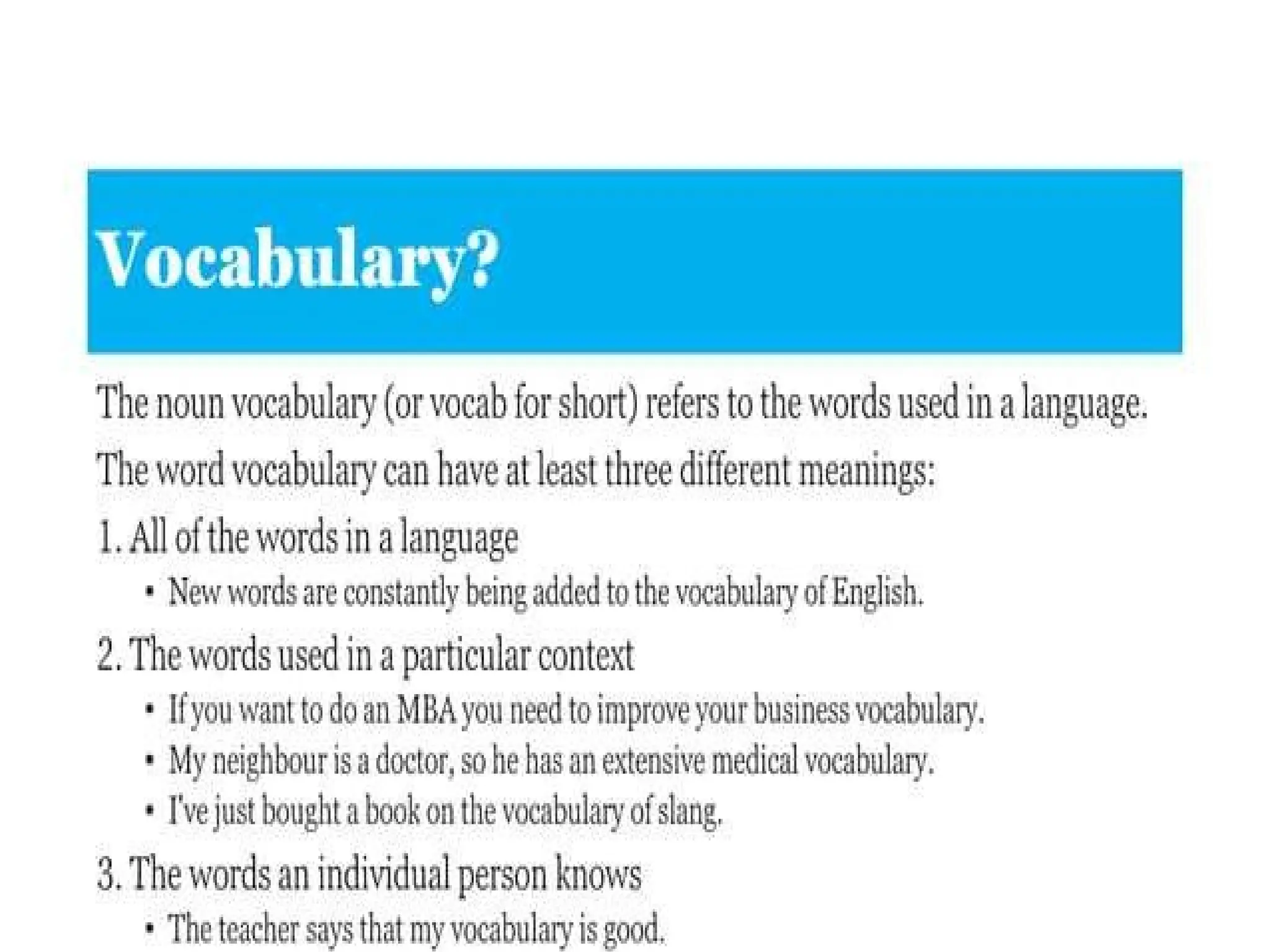 Teaching vocabulary . | PPT