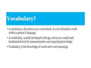 Teaching vocabulary . | PPTX