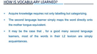 BASIC CONCEPTS ON TEACHING VOCABULARY AS A FOREIGN LANGUAGE | PPTX