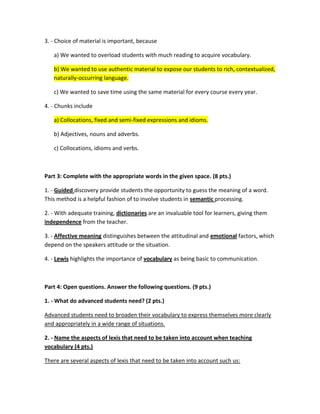 Teaching vocabulary answer key | DOCX