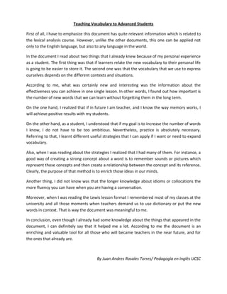 Teaching vocabulary to advanced students | PDF