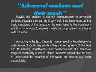 Teaching vocabulary to advanced students | PPT