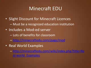 Teaching with Minecraft - Minecraft for Teachers | PPTX