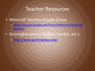 Teaching with Minecraft - Minecraft for Teachers | PPTX