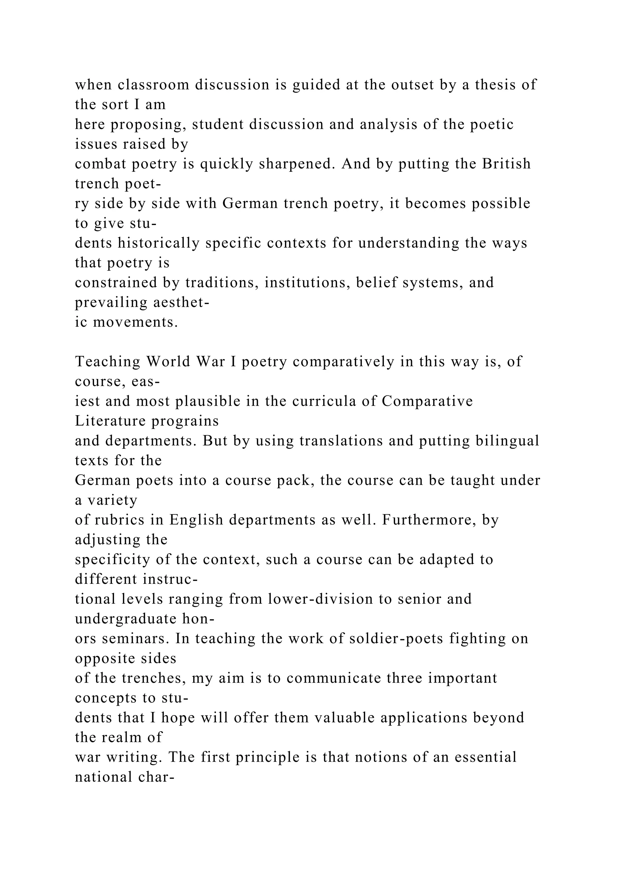 Teaching World War IPoetry—ComparativelyMargot Norris.docx