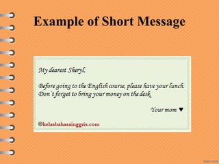 Teaching Writing: Short Functional Text (Short Message and Notice) | PPT