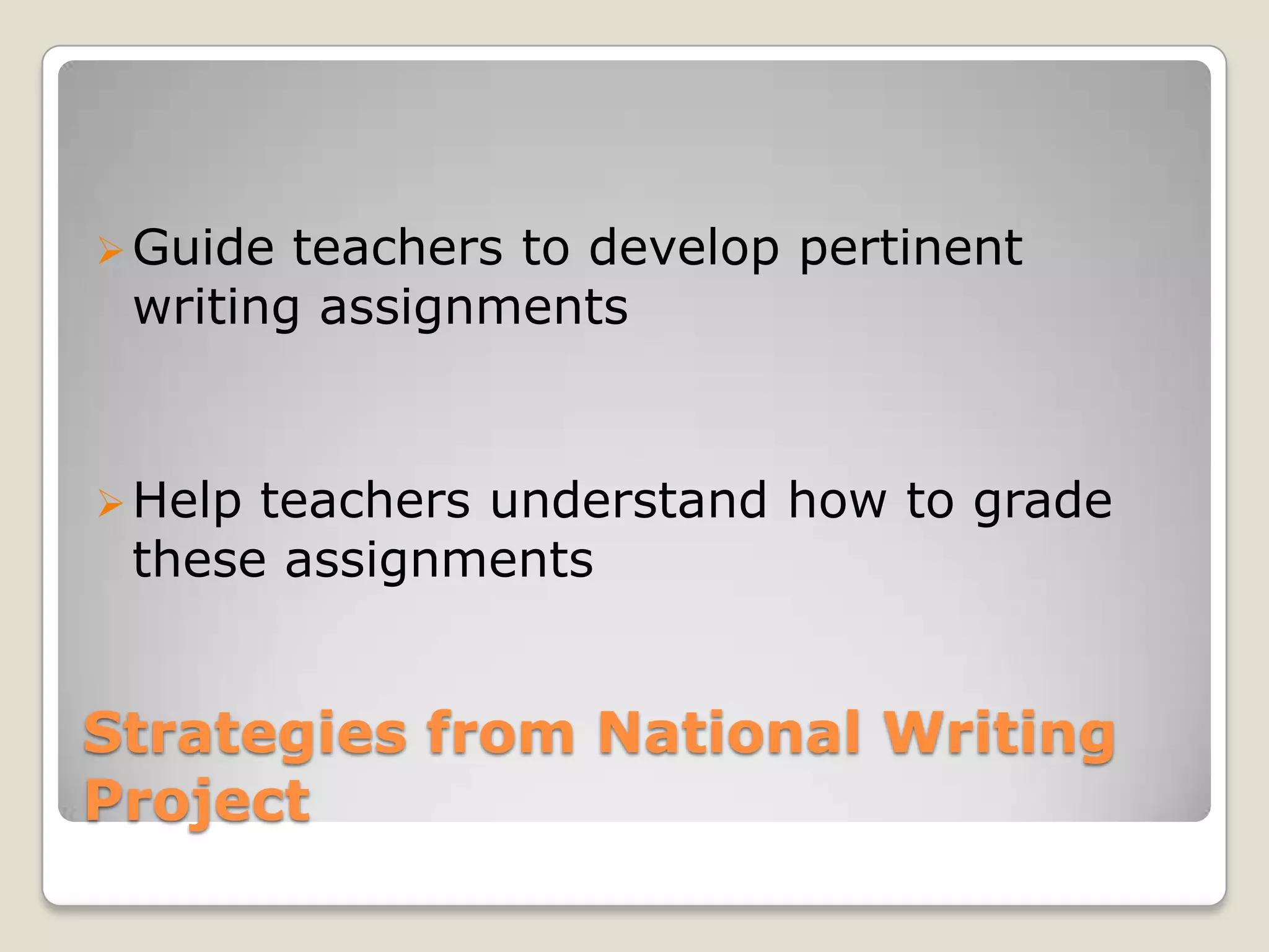Teaching writing across the curriculum | PPT