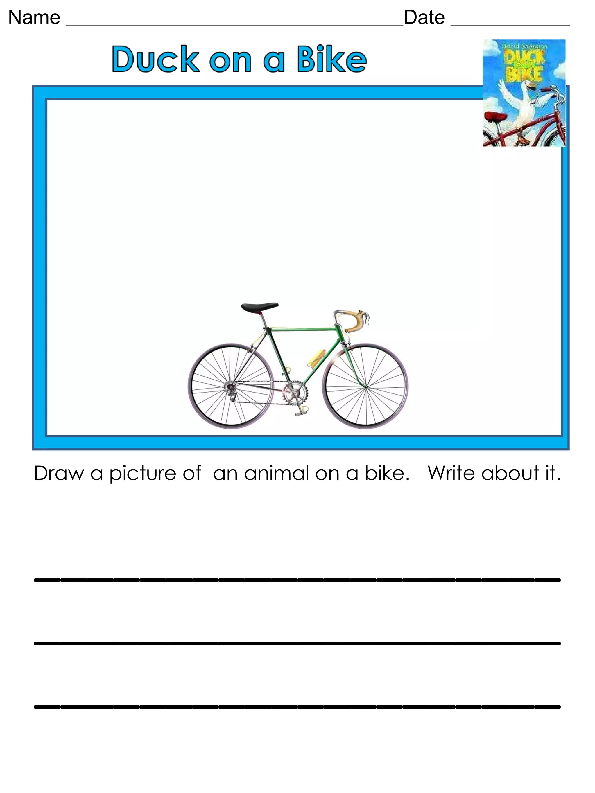 Teachn99 duck+on+a+bike+ writing+paper | PDF