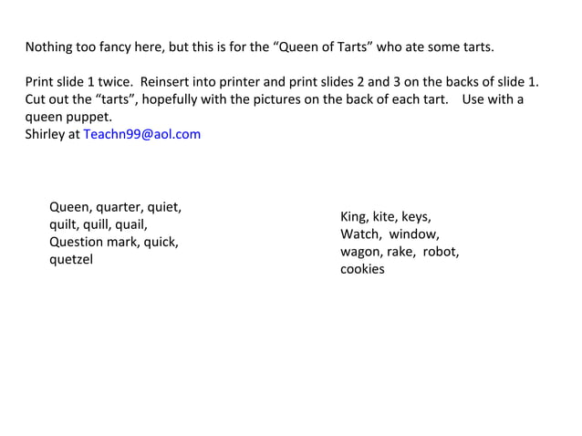 Teachn99 unit 10 queen+of+tarts | PPT