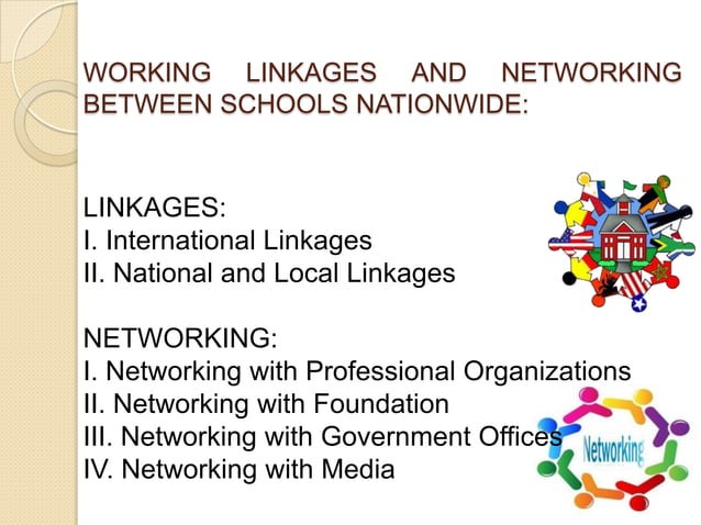 linkages and networking with organizations | PPTX | Professional School | Postgraduate Education