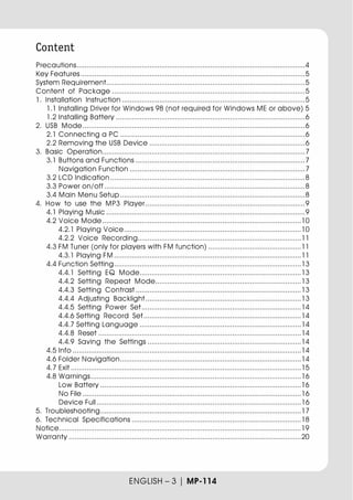 Teac mp3 player mp 114 - user manual | PDF | Digital Audio | Computer ...