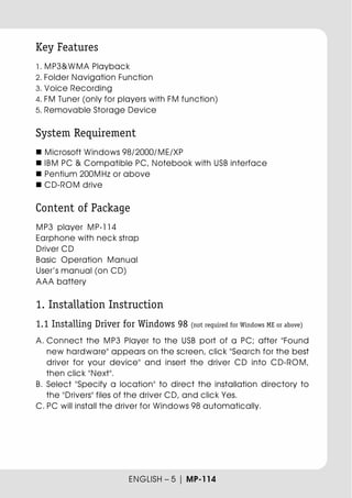 Teac mp3 player mp 114 - user manual | PDF | Digital Audio | Computer ...