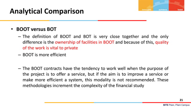 Analytical Comparison Between Botboot And Ppp Projects