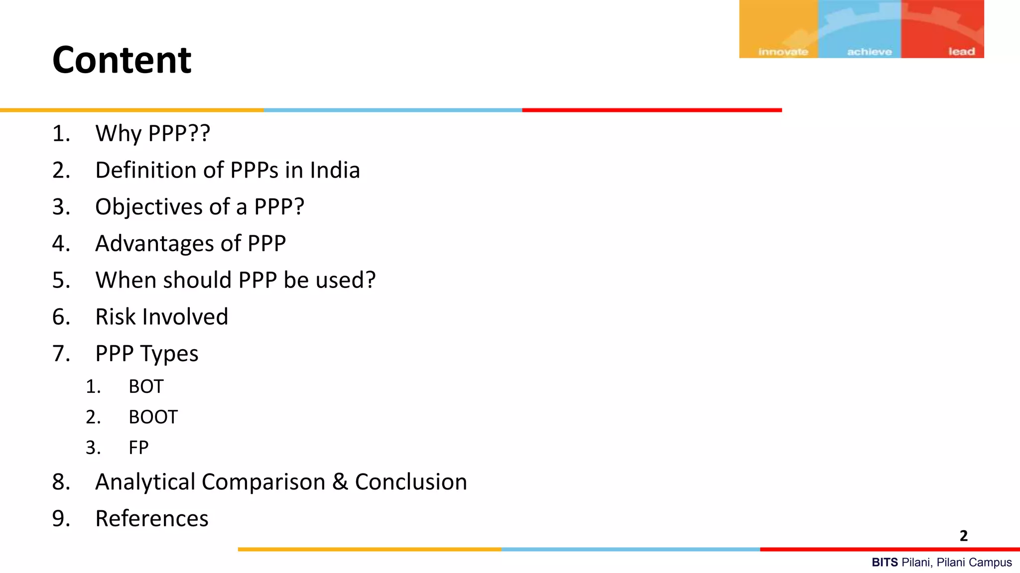 Analytical comparision of BOT,BOOT and PPP models | PPTX