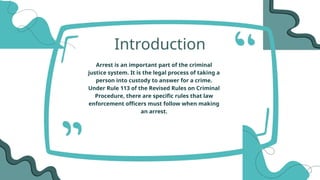 Understanding Arrest Procedures Under Rule 113 of the Revised Rules on ...