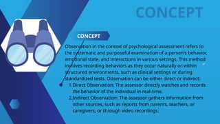 Observation-Techniques of Assessment of psychological problems | PPTX