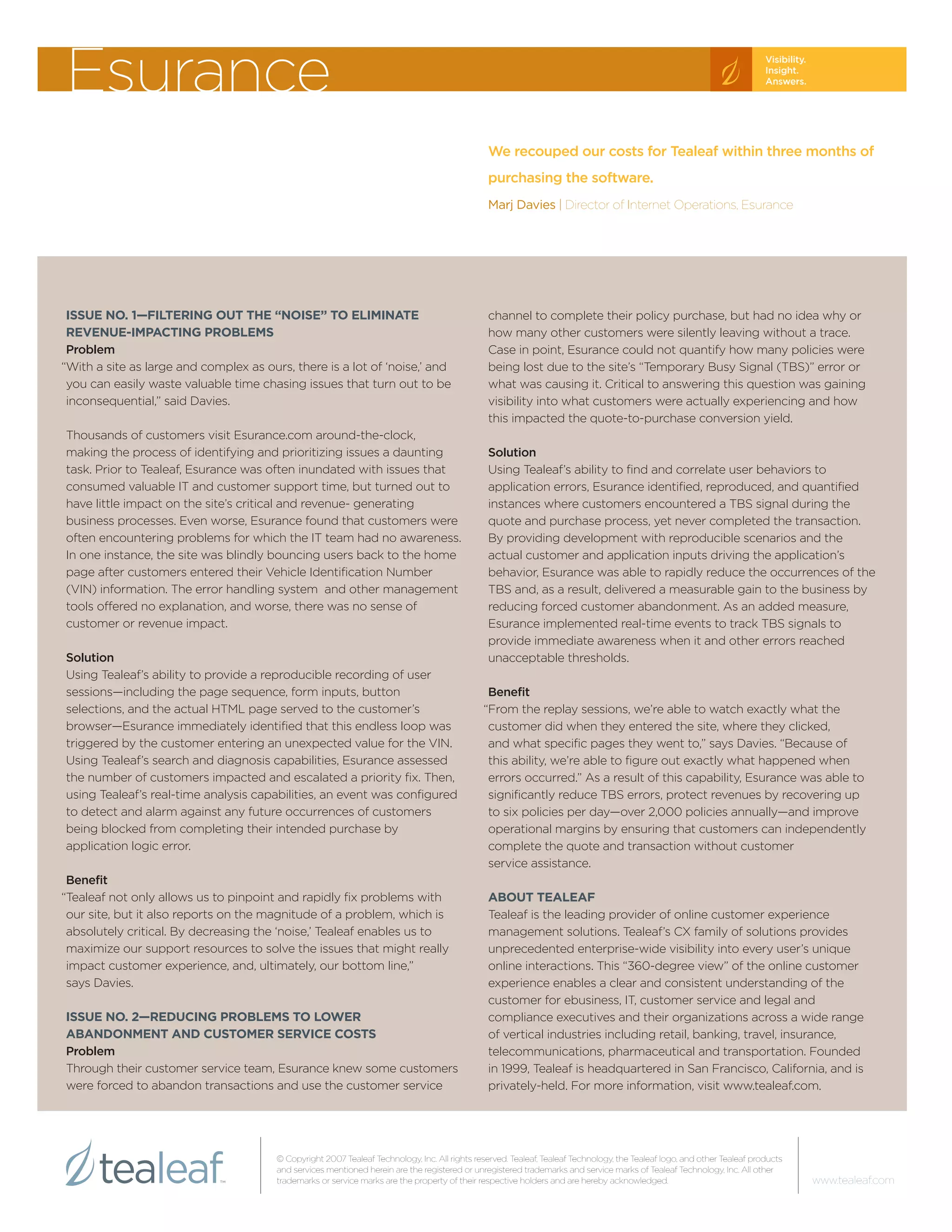 Esurance Case Study | PDF