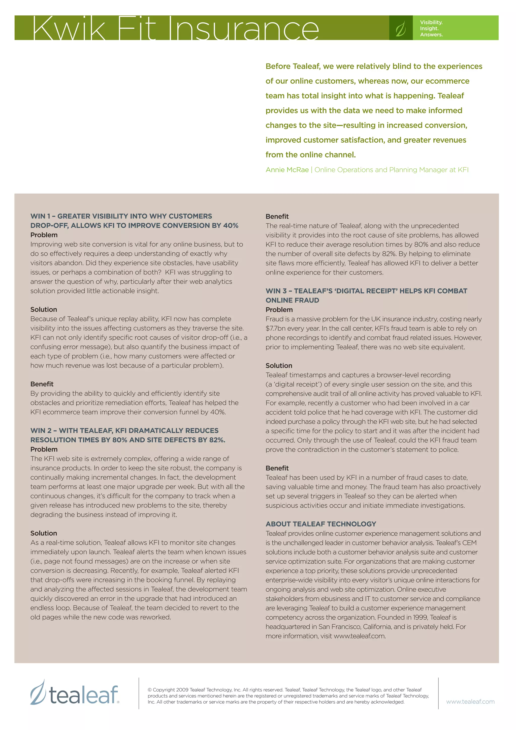 Kwik Fit Insurance Case Study | PDF