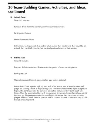 Team building gamesactivitiesideas | PDF