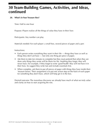 Team building gamesactivitiesideas | PDF