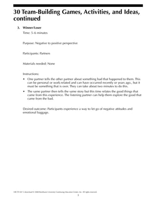 Team building gamesactivitiesideas | PDF