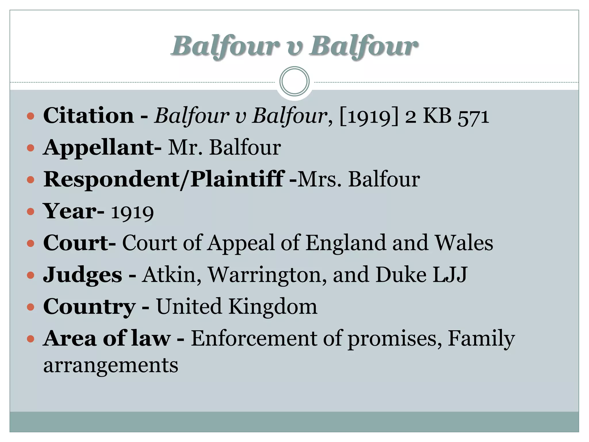 Balfour v/s Balfour | PPTX