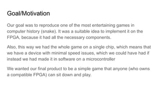 classical snake game implementation FPGA | PPT