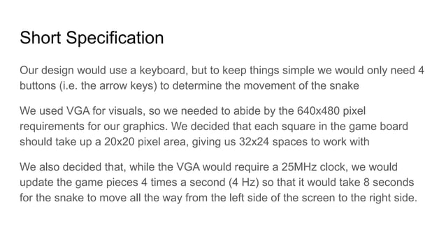 classical snake game implementation FPGA | PPT