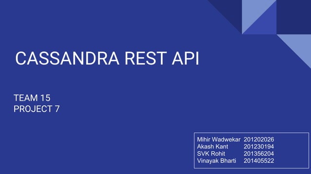 Cassandra REST API with Pagination TEAM 15 | PDF | Databases | Computer ...