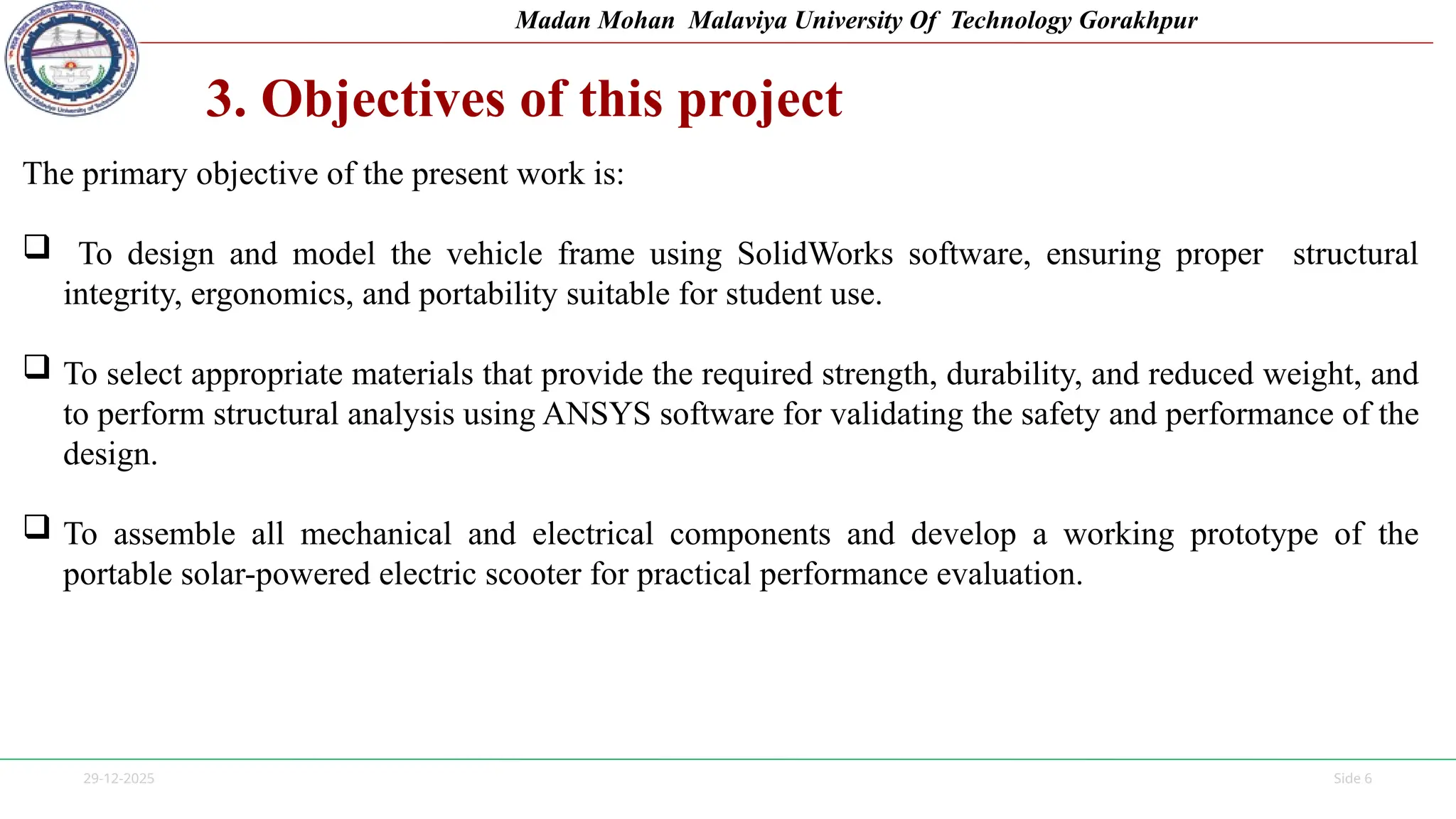 Design and fabrication of solar powered electric scooter | PPTX