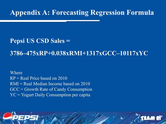 MBA Team Pepsi US Carbonated Soft Drink Sales Forecast | PPT