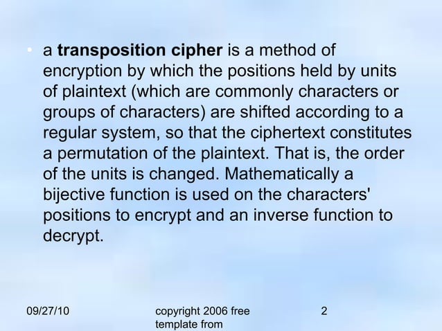 Transposition cipher - Network Security.ppt