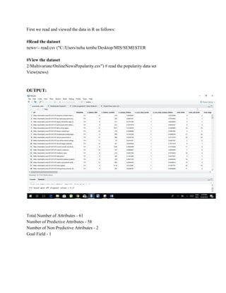 Multivariate Data Analysis Project Report | PDF