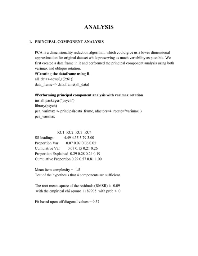 Multivariate Data Analysis Project Report | PDF