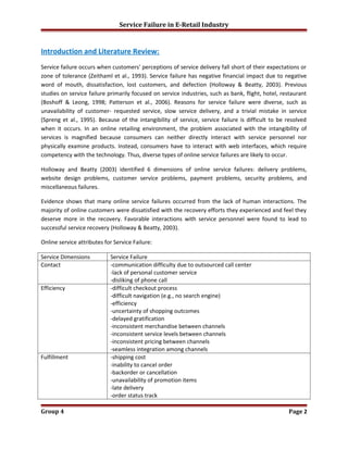 service failure in e-retail industry | DOC