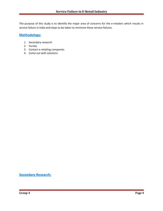 service failure in e-retail industry | DOC