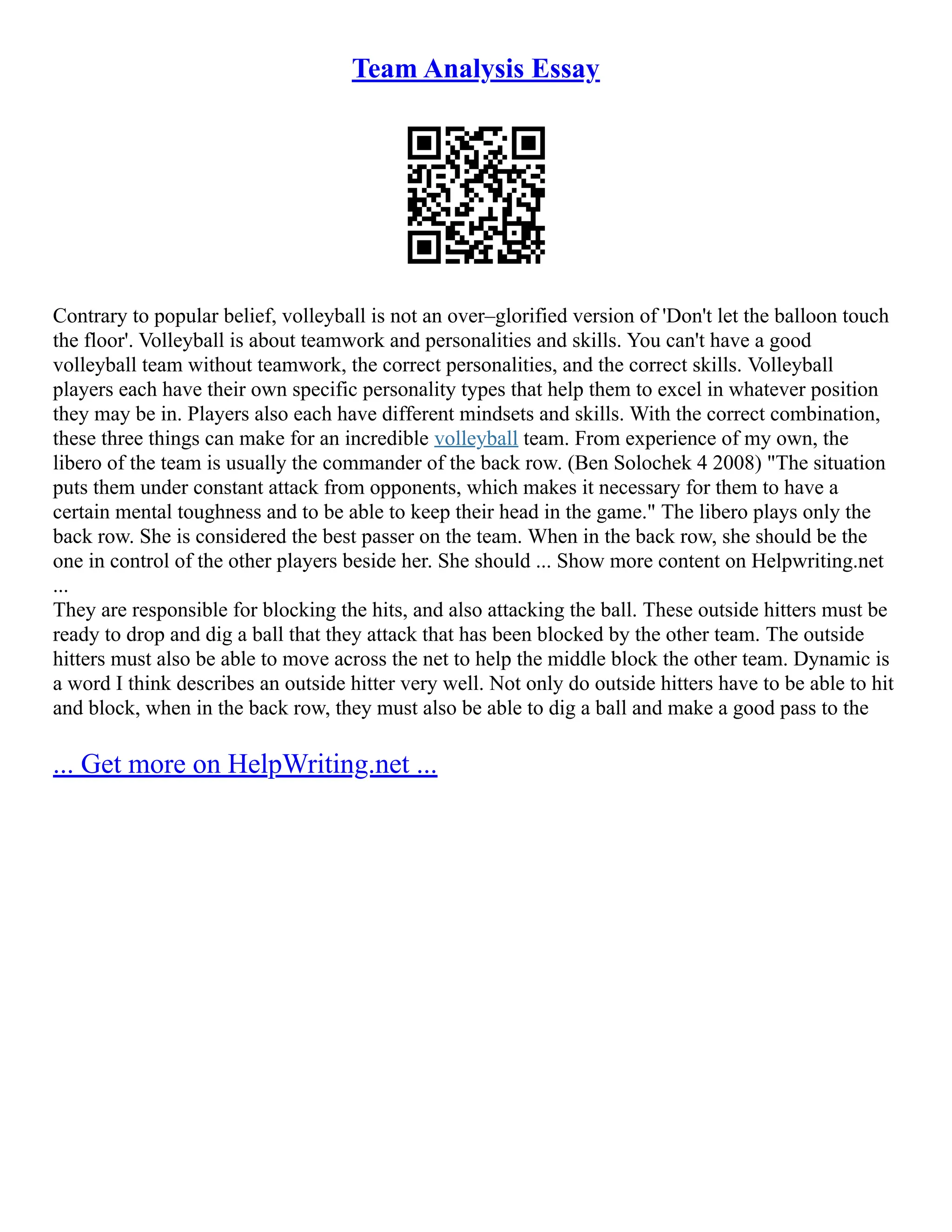 Team Analysis Essay | PDF