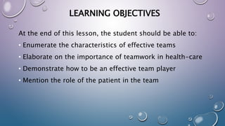 TEAM APPROACH TO WORK AMONG HEALTH CARE WORKERS.ppt