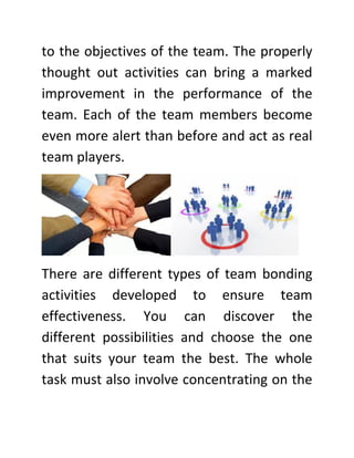 Team bonding activities for a positive environment | PDF