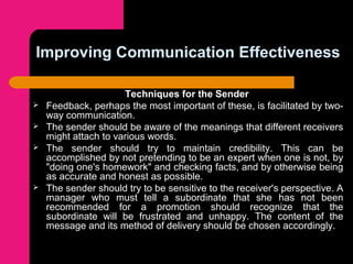 COMMUNICATION PROCESS; COMMUNICATION EFFECTIVENESS & FEEDBACK | PPT