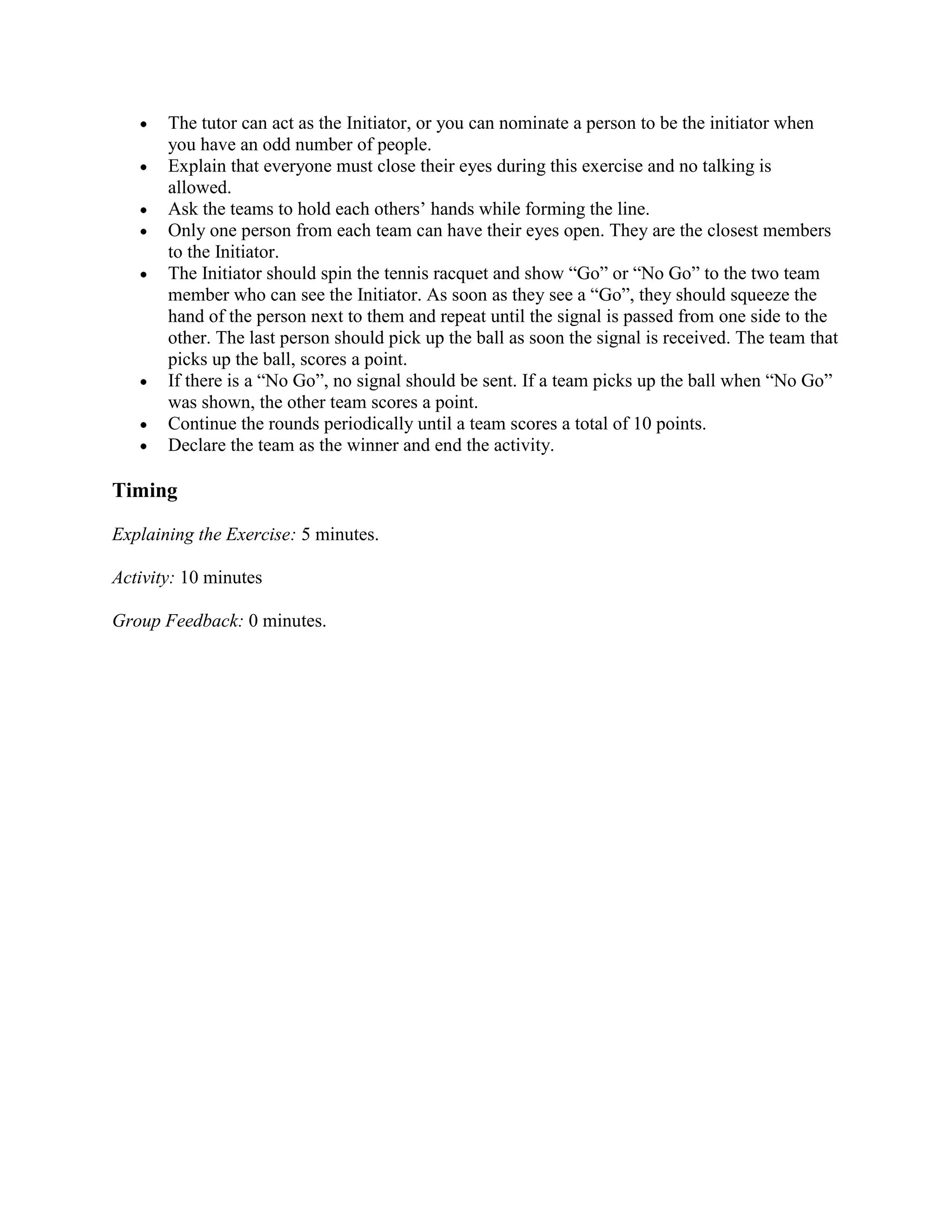 Team building electric pulse game | DOCX