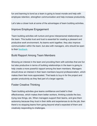 Team Building Activity document for teams | DOCX