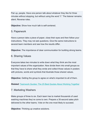 Team Building Activity document for teams | DOCX