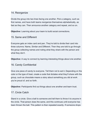 Team Building Activity document for teams | DOCX