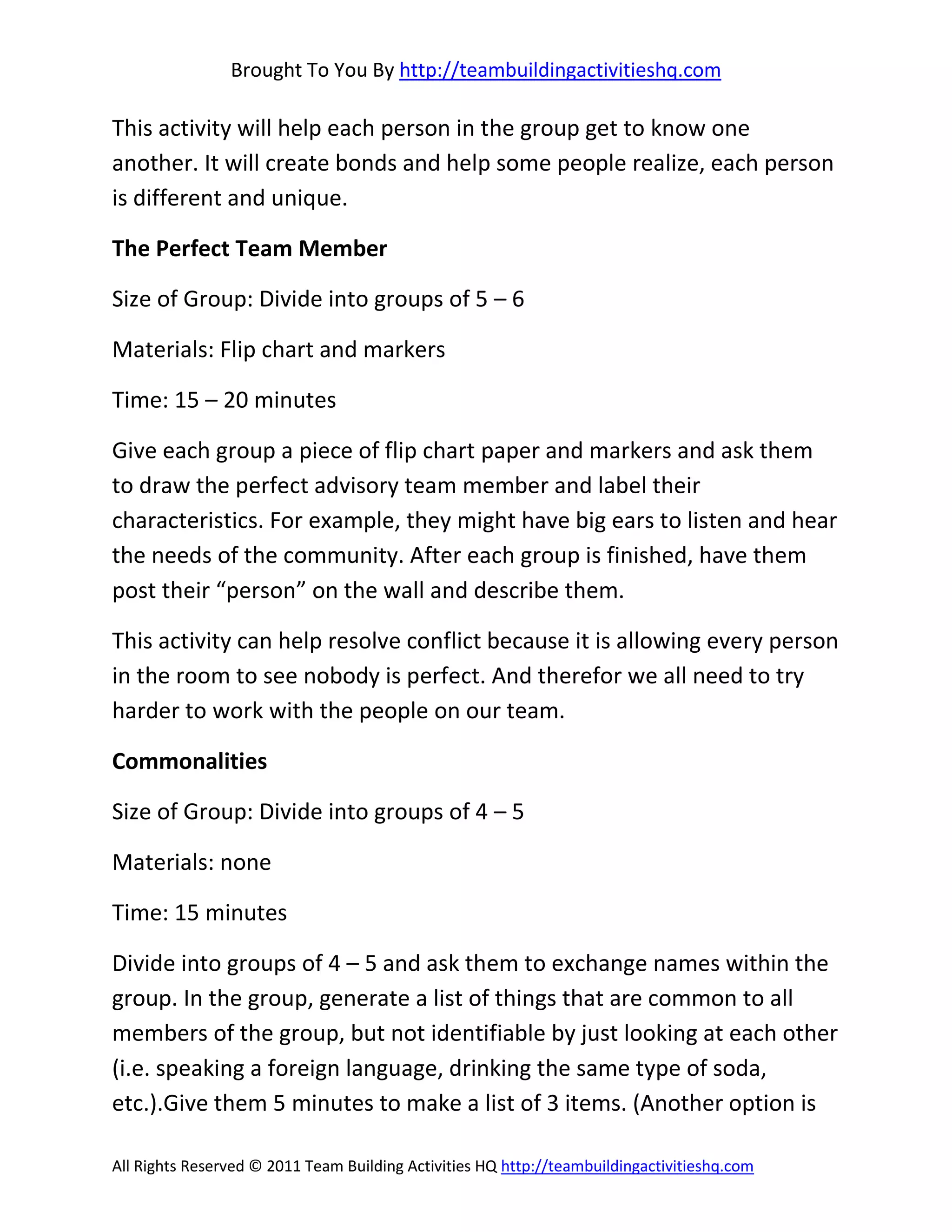 Team building exercises for conflict resolution | PDF