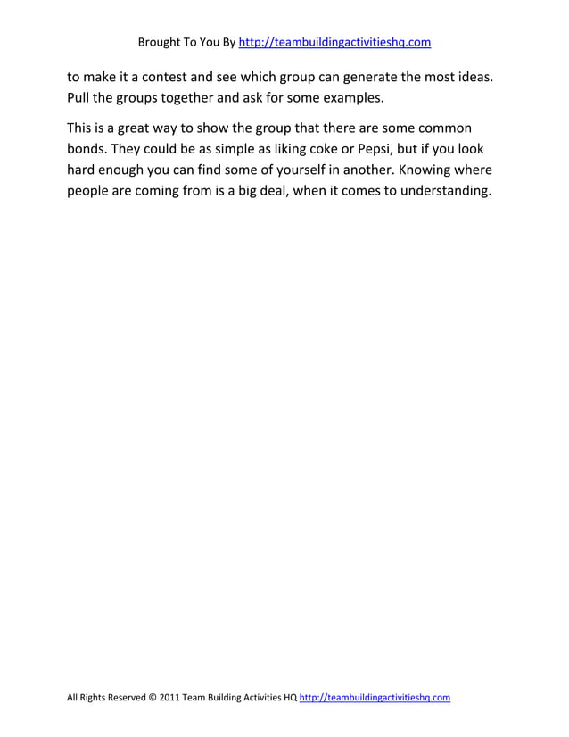 Team building exercises for conflict resolution | PDF