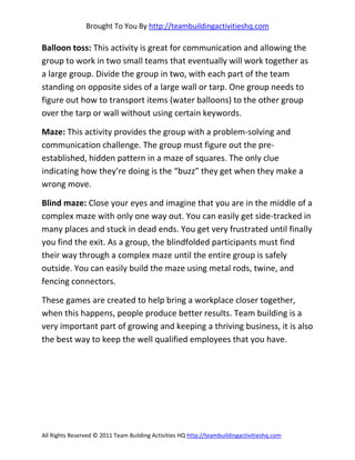 Team building exercises for the workplace | PDF | Business ...